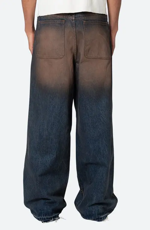 Mnml Baggy Rave Ripped Wide Leg Jeans - Rust
