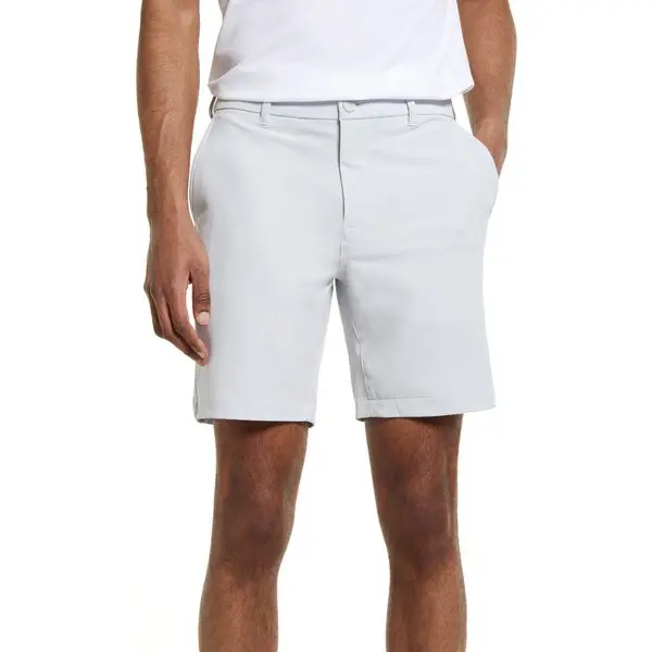 Mizzen+main Helmsman Flat Front Performance Golf Shorts - Light Gray Solid