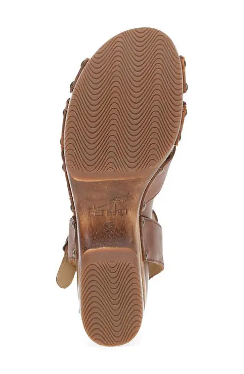 Dansko Alanna Ankle Strap Platform Wedge Sandal - Tan Calf