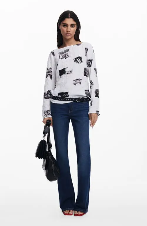 Desigual Textured Graphic Top