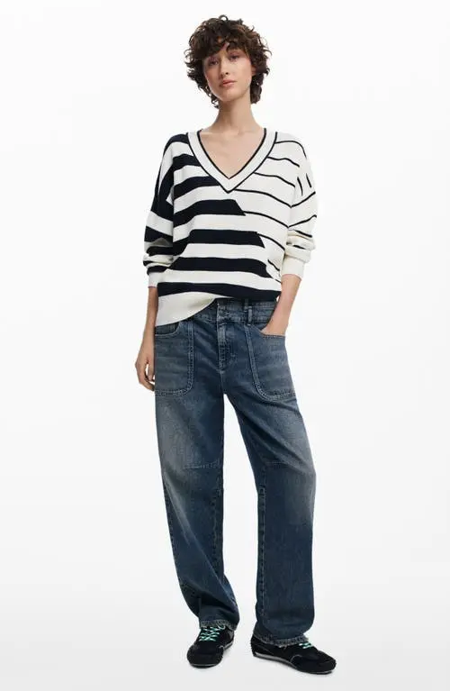 Desigual Variegated Stripe V-neck Sweater
