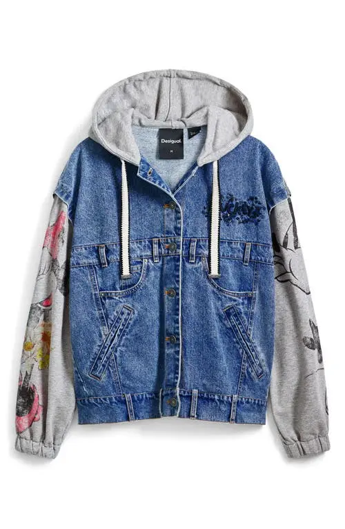 Desigual Mickey Mouse Hooded Denim Trucker Jacket