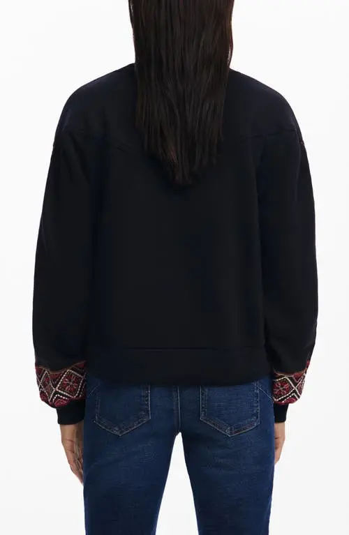 Desigual Embroidered Sleeve Sweatshirt