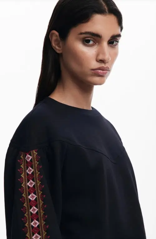 Desigual Embroidered Sleeve Sweatshirt
