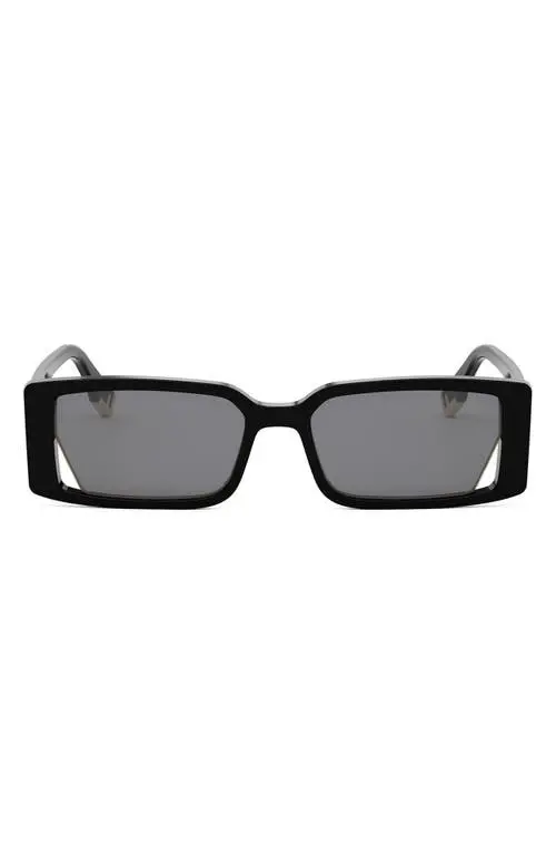 Fendi Rectangular Sunglasses - Shiny Black / Smoke