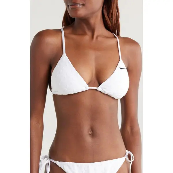 Nike Jacquard Terry Triangle Bikini Top - White
