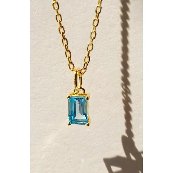 LITTLE SKY STONE Gold-filled Pendant Necklace - Blue Topaz / December