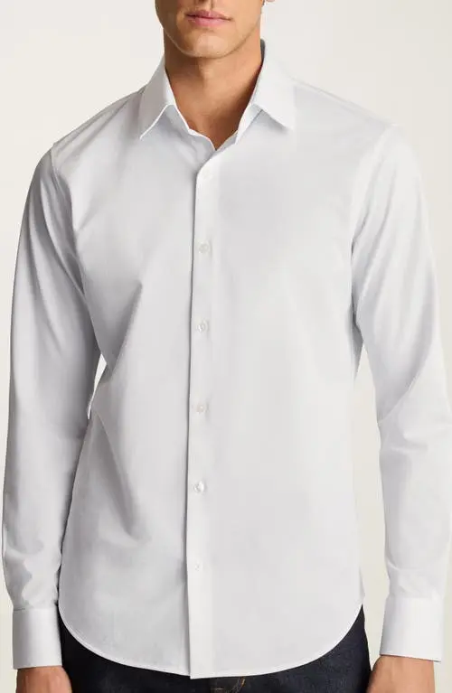 Bonobos Tech Solid White Performance Cotton Blend Piqué Button-up Shirt