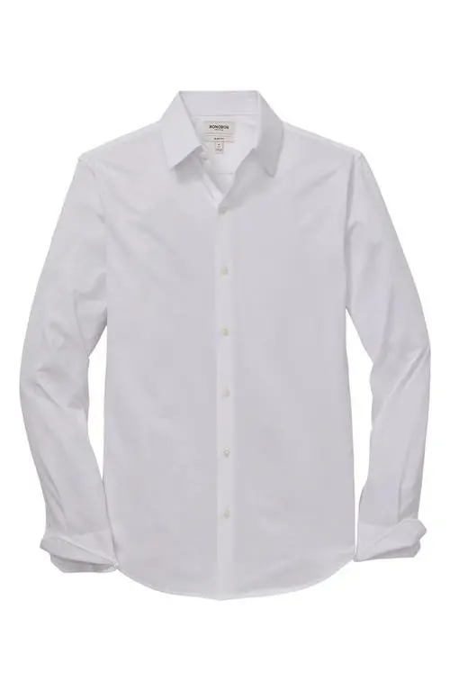 Bonobos Tech Solid White Performance Cotton Blend Piqué Button-up Shirt