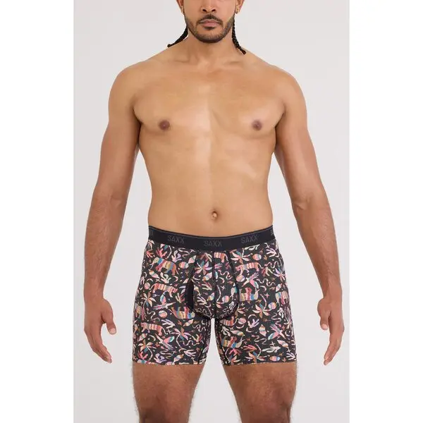 SAXX Quest Quick Dry Mesh Boxer Briefs - Adobe Zoo-black