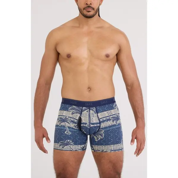 SAXX Quest Quick Dry Mesh Boxer Briefs - Palm Geo-stone