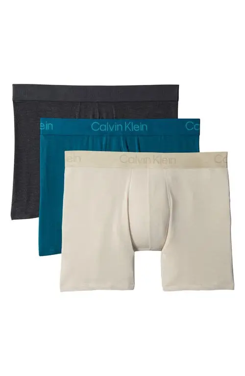 Calvin Klein Ultra-soft Stretch Modal 3-pack Boxer Briefs - Ivory/teal/grey