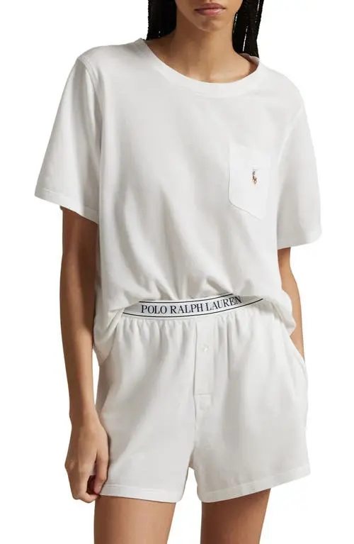 Polo Ralph Lauren Logo Pocket Cotton & Modal Short Pajamas - White Cloud