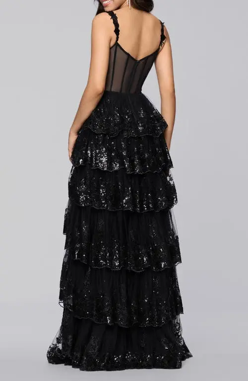 BLONDIE NITES Sequin Ballgown - Black