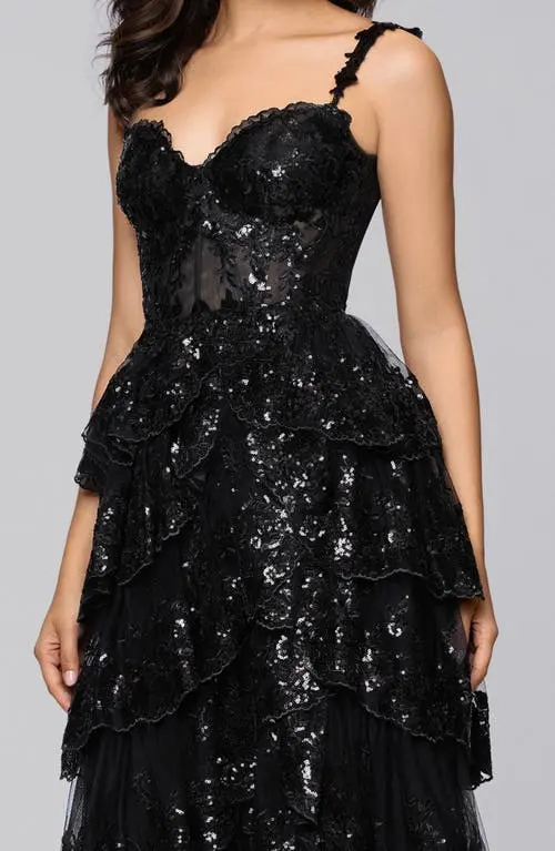BLONDIE NITES Sequin Ballgown - Black
