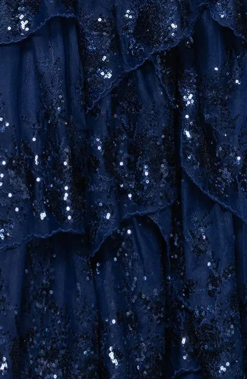 BLONDIE NITES Sequin Ballgown - Navy