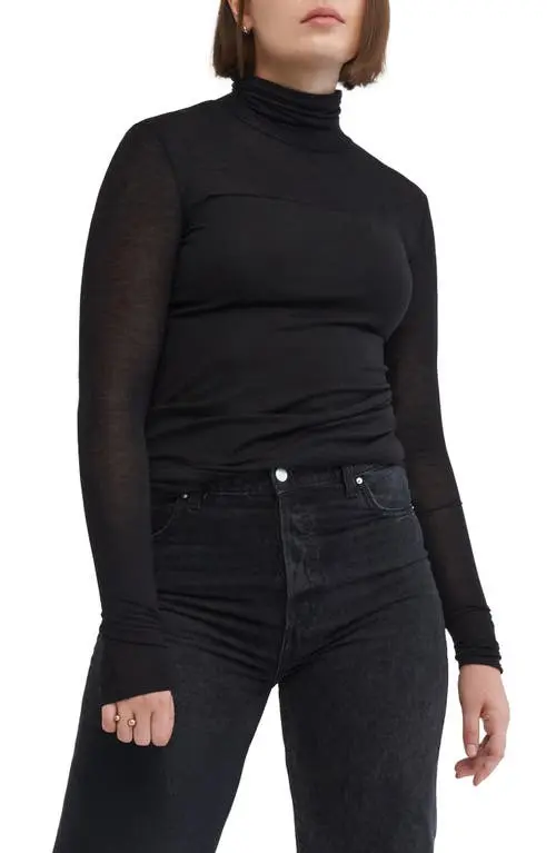 MARCELLA Sheer Panel Turtleneck Top