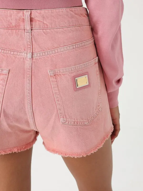 Dolce & Gabbana Denim Shorts With Raw Hem - Pink