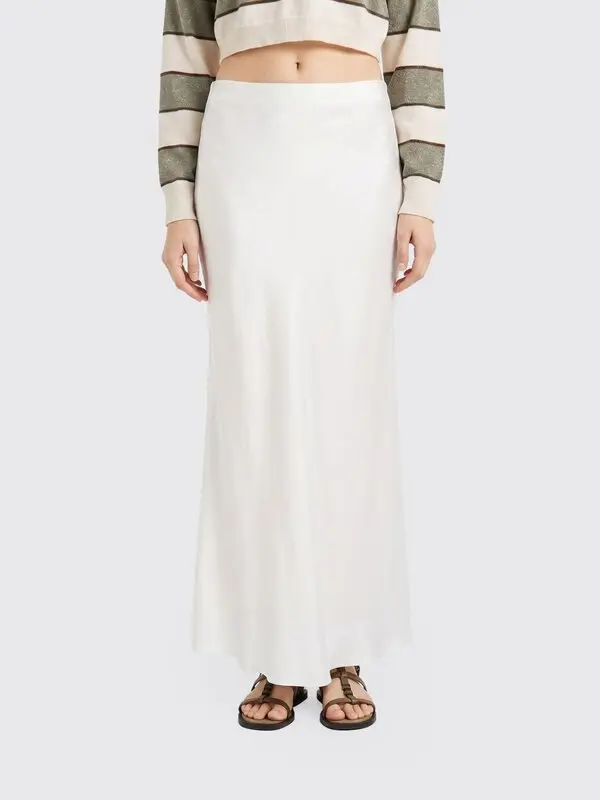 Brunello Cucinelli Long Satin Skirt - Natural
