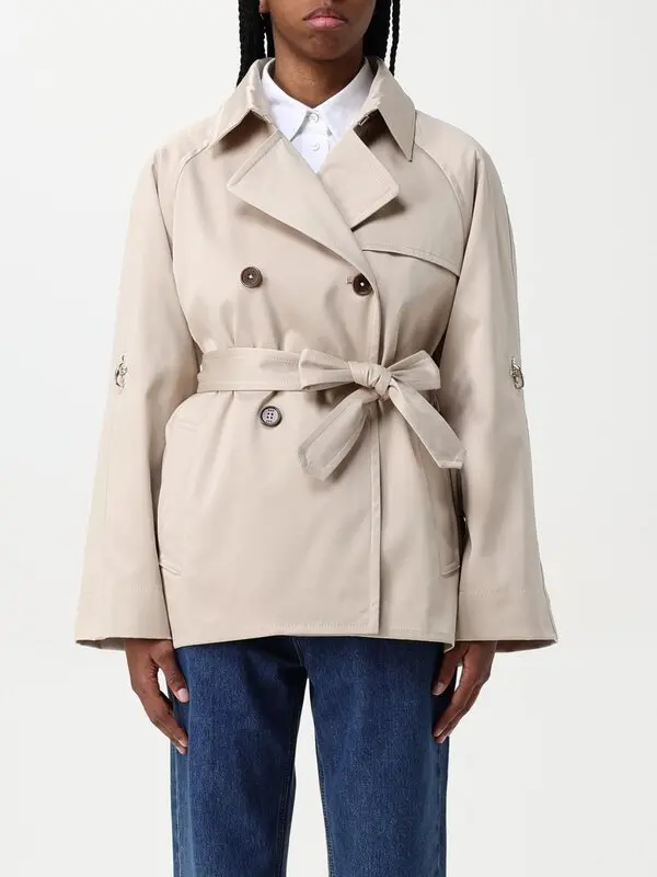 FAY Double Breasted Belted Jacket - Beige