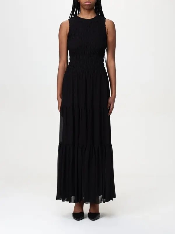 Michael Kors Shirred Tiered Maxi Dress - Black