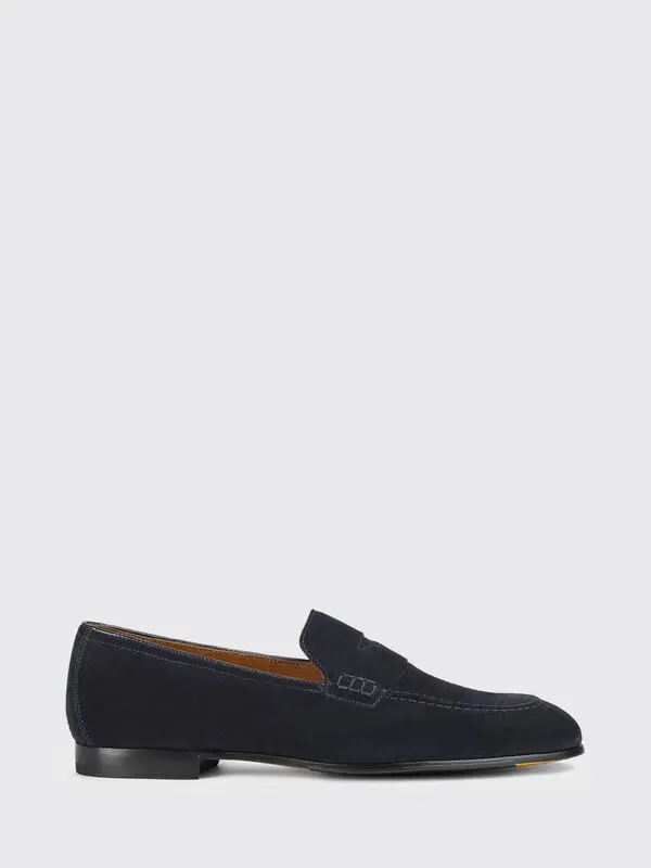 DOUCAL'S Suede Loafers With Saddle Strap - Blue