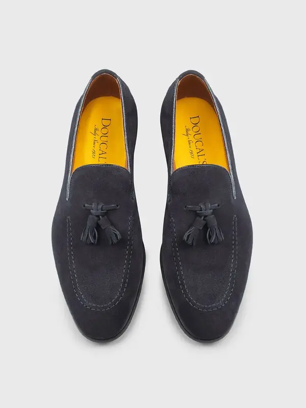 DOUCAL'S Suede Loafers With Tassel Detail - Blue