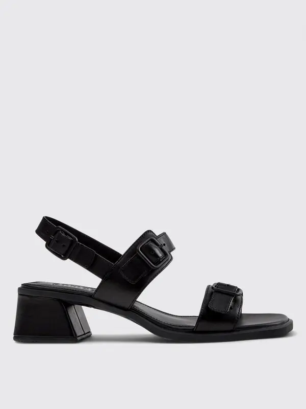 Camper Heeled Sandals With Buckles - Black
