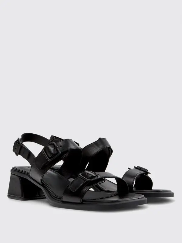 Camper Heeled Sandals With Buckles - Black