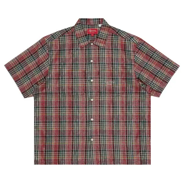Supreme Metallic Plaid Short-sleeve Shirt - Red