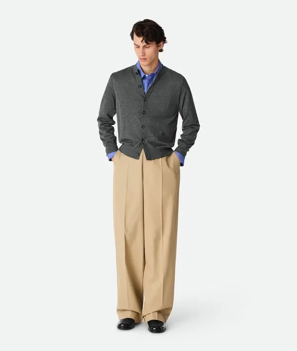 Bottega Veneta Cotton Twill Straight Trousers - Beige