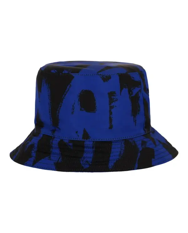 Alexander McQueen Graffiti Logo Print Bucket Hat - Royal Black