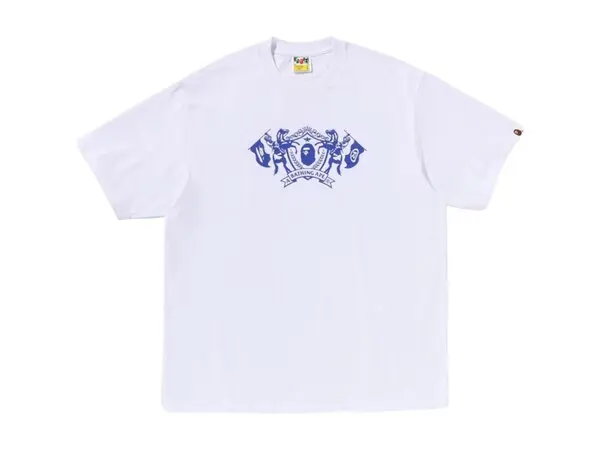 A BATHING APE College Logo Relaxed Fit Tee Shirt - White