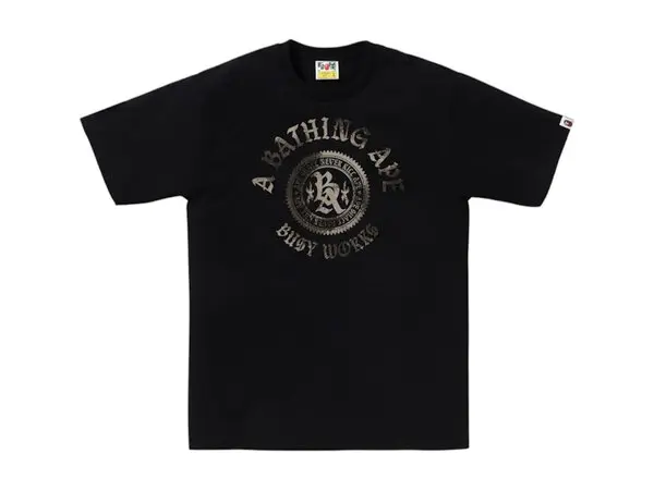A BATHING APE High Tone Bleach Emblem Tee Shirt - Black