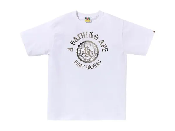 A BATHING APE High Tone Bleach Emblem Tee Shirt - White