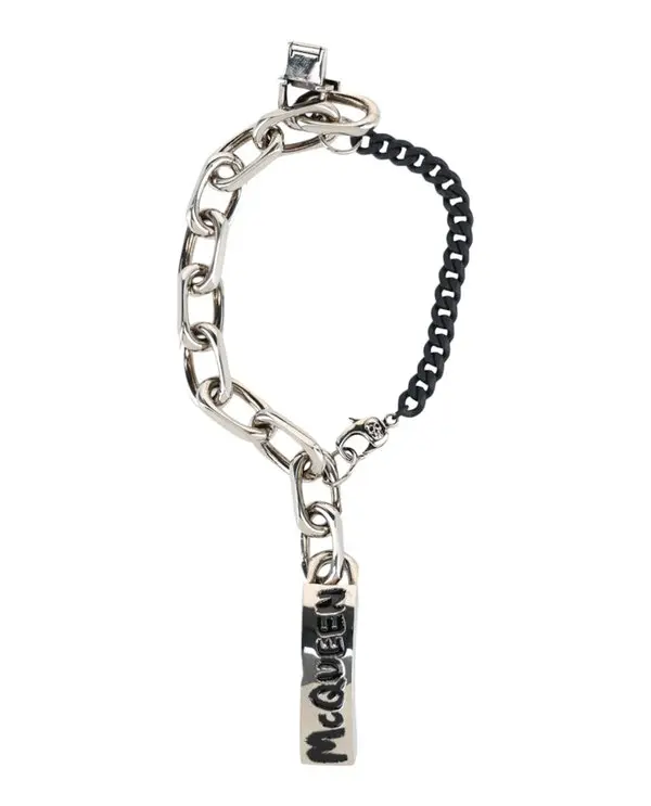 Alexander McQueen Graffiti Chain Bracelet - Silver/black