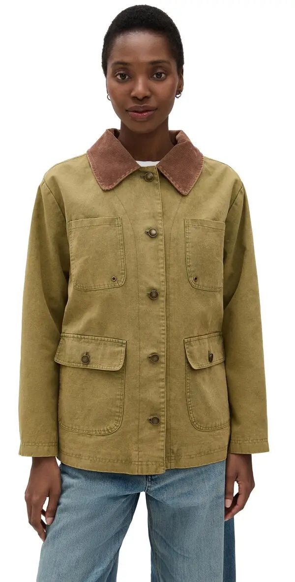 Avec Les Filles Contrast Collar Barn Jacket
