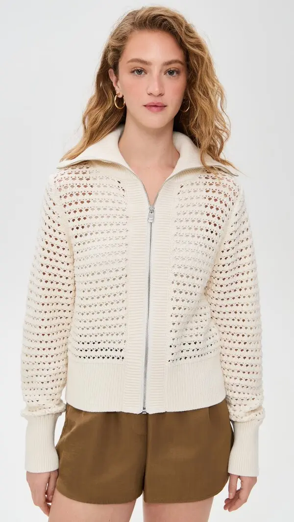 Varley Eloise Full Zip Knit Cardigan - Egret