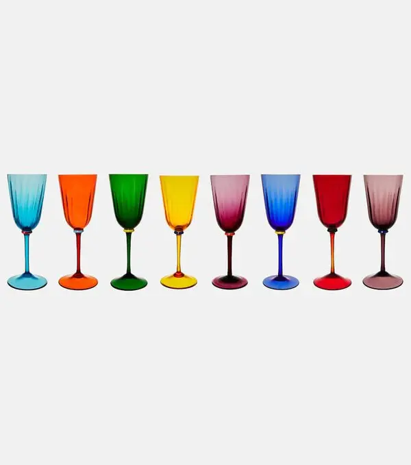 La DoubleJ Rainbow Set Of 8 Wine Glasses - Multicoloured