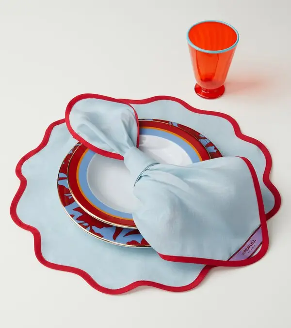 La DoubleJ Rainbow Celeste Cloud Set Of 2 Placemats - Blue