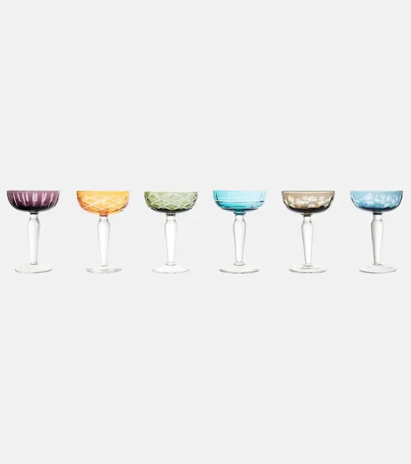 POLSPOTTEN Cuttings Set Of 6 Champagne Coupe Glasses - Multicoloured
