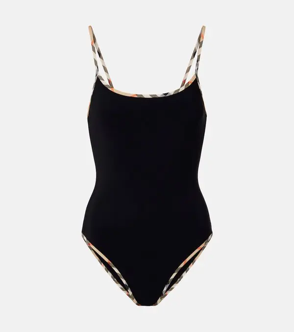 Burberry Check One-piece Swimsuit - Black