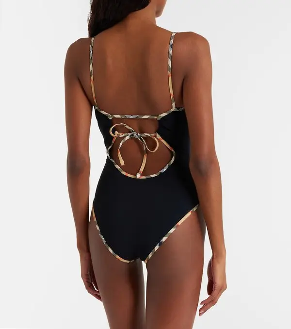 Burberry Checked Trim One-piece Swimsuit - Black