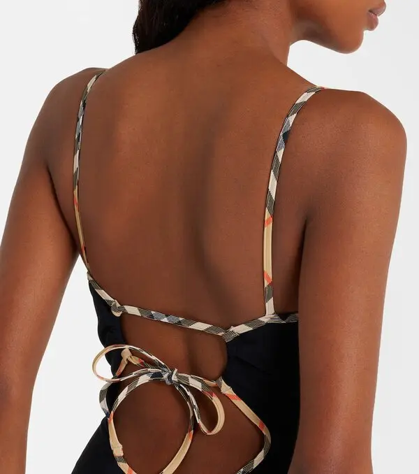 Burberry Checked Trim One-piece Swimsuit - Black