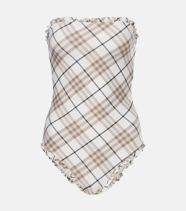 Burberry Checked Trim One-piece Swimsuit - Multicoloured