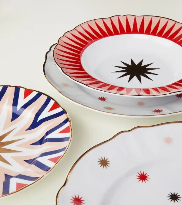 BITOSSI Baleno Set Of 4 Porcelain Soup Plates - Multicoloured