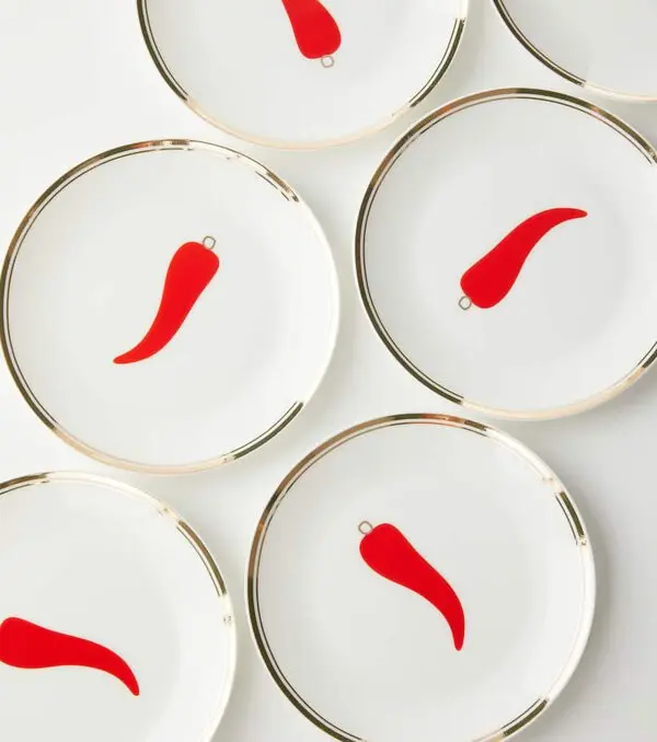 BITOSSI Chilli Pepper Set Of 6 Bread Plates