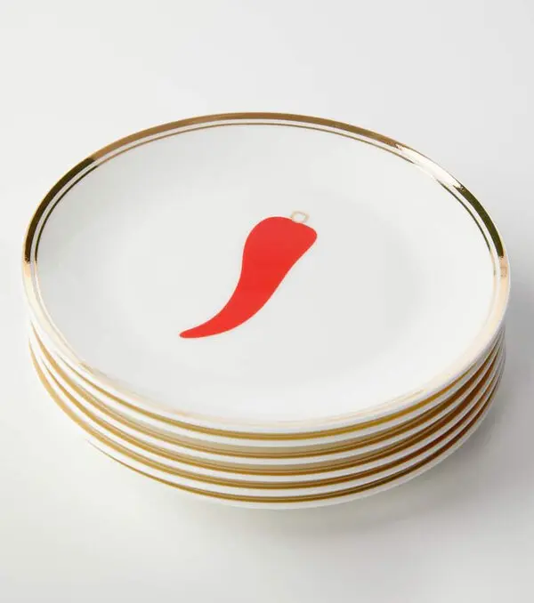 BITOSSI Chilli Pepper Set Of 6 Bread Plates