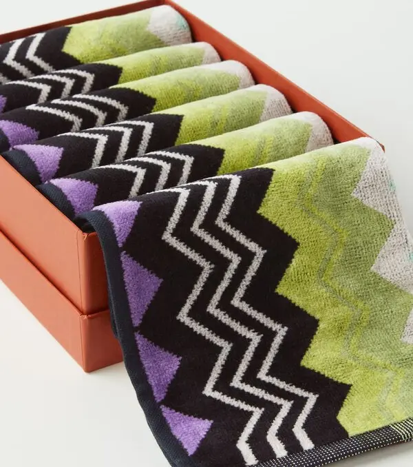 Missoni Giacomo Zigzag Set Of 6 Cotton Terry Face Towels - Multicoloured