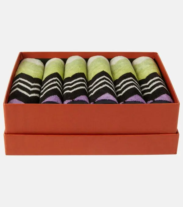 Missoni Giacomo Zigzag Set Of 6 Cotton Terry Face Towels - Multicoloured